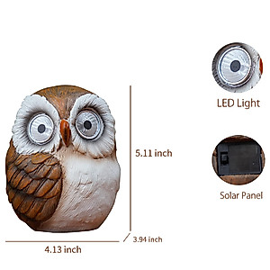 Solar Garden Light Owl Statue Outdoor Figurines Solar Powered LED Garden Decor Outdoor Ornaments Gift Statue for Yard and Pathway Waterproof Rein Charging Lighting Decoration
