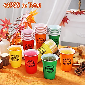 Nefelibata 48 Pack 15OZ Thanksgiving Party Plastic Cups Friendsgiving Disposable Tableware Friends Gathering Party Supplies Thanksgiving Dinner Wedding Birthday Favors Give Thanks Drinking Cups