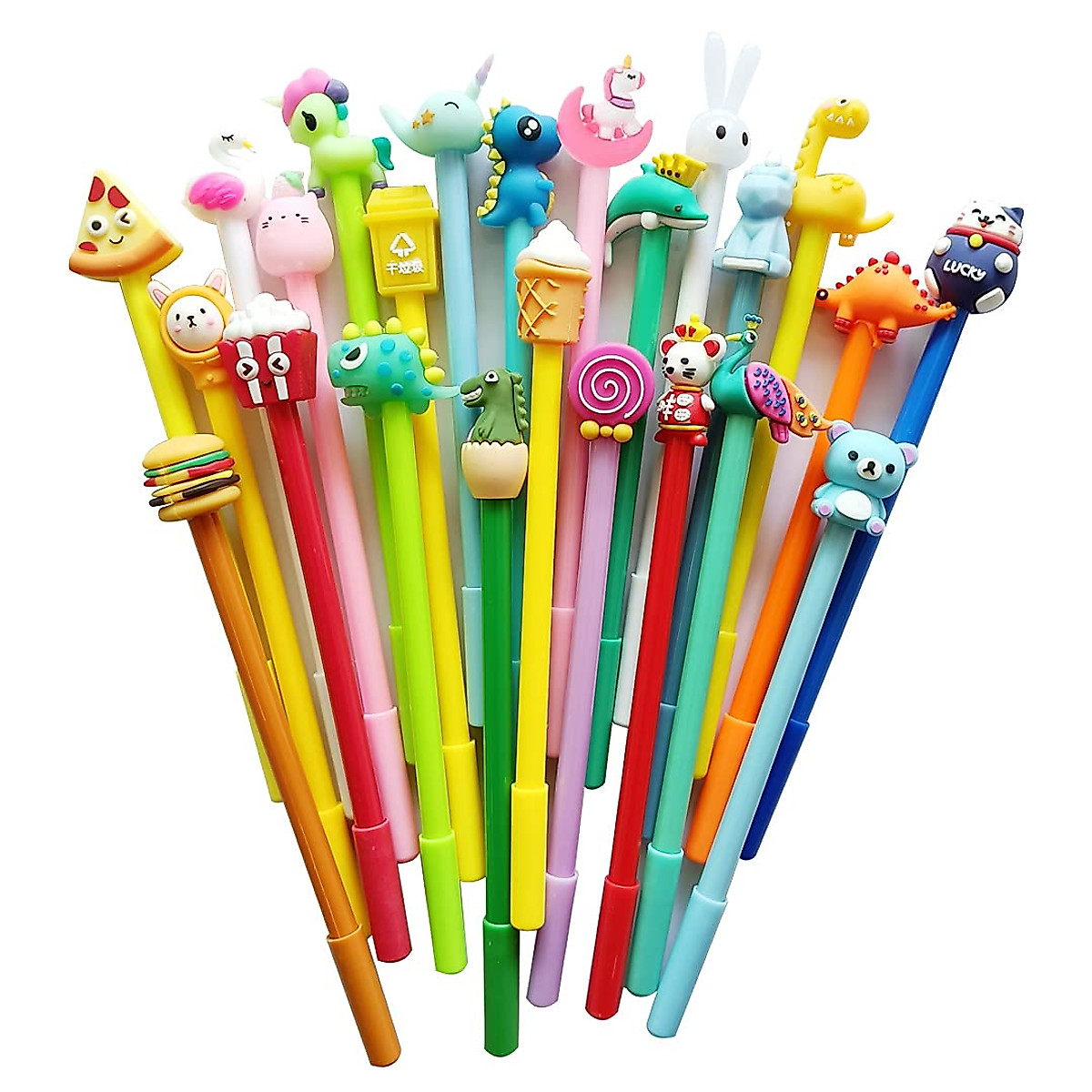 sencoo 24 pack Cute Cartoon Gel Blue Ink Pens Assorted Style Writing Pens for Kiddie Birthday Present School Prize Student Gift Fun Girls Kiddie Pens (blue)