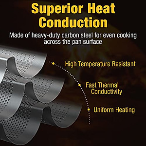 Eparé Baguette Pan for Baking - 15" x 6.5" Nonstick Bread Pans for Homemade Bread - Long Italian Bread Pan & French Bread Baker's Tray - Baquette Baking Pan Tool (US Company)