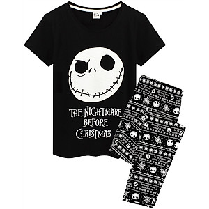 Disney Nightmare Before Christmas Pyjamas Womens Skellington PJ Top Trousers Small Black