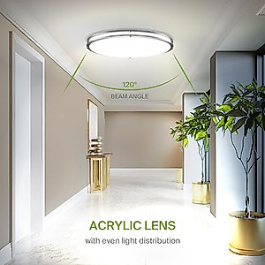 ASD LED 32 Inch Oval Flush Mount Light Fixture | 45W 3750LM 3000K-5000K 100-277V | 3CCT, Dimmable, Energy Star, ETL Listed | Close to Ceiling Double Ring Lamp, Low Profile Lighting | Nickel, 2 Pack
