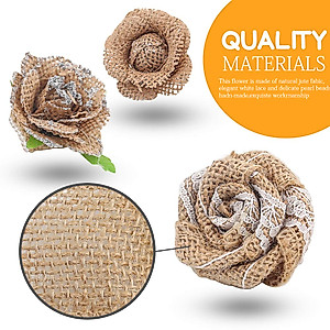 VGOODALL 32 PCS Natural Burlap Flowers Set,Burlap Lace Flowers Bowknot,for Wedding Party Decor Home,Embellishment DIY Crafts