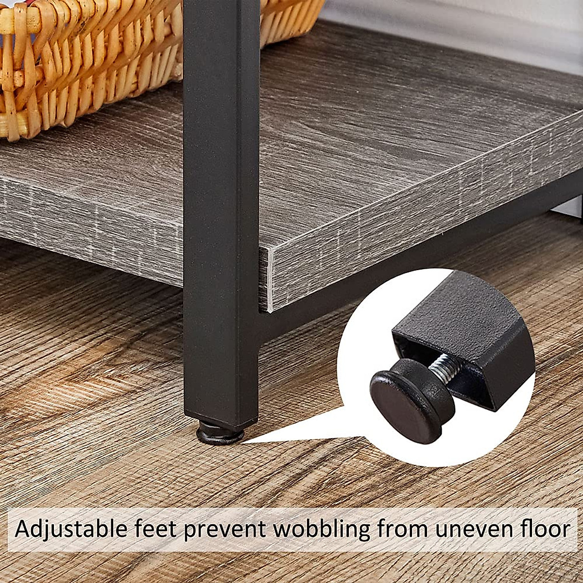 BON AUGURE Rustic Console Table Behind Sofa, Industrial Entryway Table with Storage Shelves, 3 Tier Long Bookshelf for Entry (55 Inch, Dark Grey Oak)