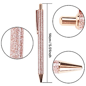 JPSOR 8pcs Glitter Pens, Glitter Ballpoint Pens with Replacement Refills, Black Ink Medium 1mm Fancy Pen for Girls School and Office