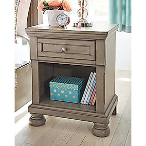 Signature Design by Ashley Lettner Modern Traditional 1 Drawer Nightstand, Light Gray