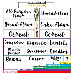 Kitchen Pantry Food Organization Clear Labels: 102 Attractive Gloss Artistic Preprinted Water Resistant Label Set to Organize Storage Containers, Jars & Canisters w/Extra Write-on Stickers