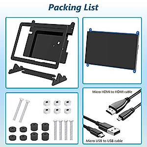 7 Inch Touch Screen Monitor for Raspberry Pi, Portable IPS Display HDMI 1024 * 600 Touchscreen with Acrylic Case, Second Monitor for Gaming Consoles/PC/Camera/Win OS