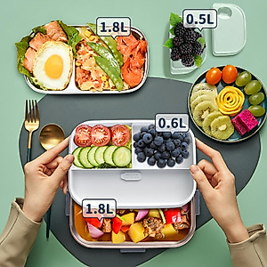 IFENROL Electric Heated Lunch Box for Adults, 100W 3-IN-1 1.8L Heated Lunch Box for Men Portable with Double Layer 2 Container, Fast Heating Food Warmer,12V/24V/110V for Car Truck Office Home Travel