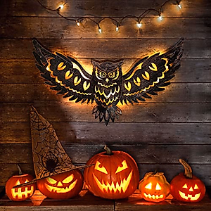 DIINOR Solar Wall Lights Owl Hanging Solar Lights Outdoor Metal Solar Garden Lights Porch Patio Yard Decorative Warm White