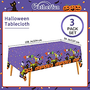 Gatherfun Halloween Party Disposable Tablecloth, Plastic Table Cover for Halloween Themed Party, Halloween Party Supplies, 3 PCS, 54”x108”