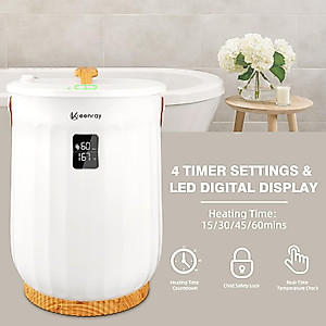 Keenray Adjustable Temperature Towel Warmer with Timer, Safety Lock, and Display - For Bathroom, Hot Tub, Spa, White, CL27