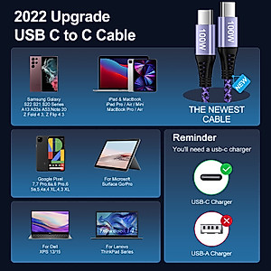 100W USB C to C Charging Cable for Samsung Galaxy A14 5G A13 A03S A23 S23 A54 A53 A34 A24 S22 Ultra S21 S20 FE Z Flip4 3 Z Fold4,iPad,Mac Book,Google Pixel 7a 7 Pro 7 6a 6 Pro 5a 2Pack 6FT Cord
