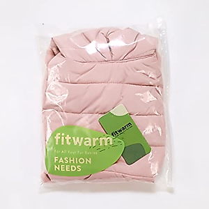 Fitwarm Ruffle Quilted Dog Coat, Pet Puffer Jacket with Hood, Dog Winter Clothes for Small Dogs Girl, Cat Hooded Outfit, Pink, Small
