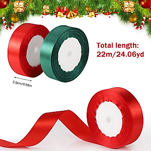 3 Rolls 75 Yard Christmas Satin Ribbon, 1 Inch Wide Gift Wrapping Ribbon Double Faced Polyester Ribbon Rolls Solid Satin Ribbon for Christmas Wedding Party DIY Craft Making (Red, Green, Gold)