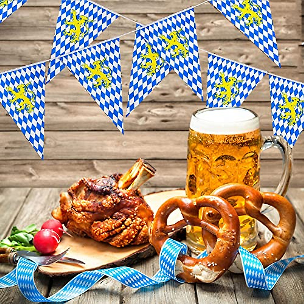 UOMNICUE 3 Pack Oktoberfest Decorations Pennant Flag Banner, 98 Feet Double Side Blue White Waterproof Oktoberfest Banners Flag Pennant for Oktoberfest Festival Outdoor Party Decorations Supplies