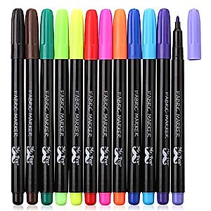 Mr. Pen- Fabric Markers,12 Pack, Fabric Markers Permanent, Fabric Paint Markers, Fabric Pen, Permanent Fabric Markers Assorted Colors, Marker for Clothes, Markers for T Shirts, Permanent Fabric Pen