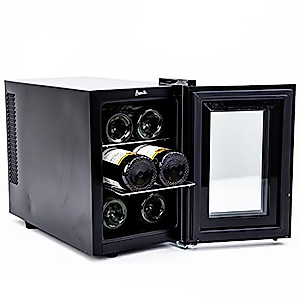 Avanti WCT6C4S Wine Cooler Refrigerator with 6 Bottle Capacity, Thermoelectric Cooling, Freestanding WineCellar, Temperature LED Display, Black