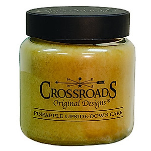 Crossroads Pineapple Upside Down Cake Jar Candle, 16oz, Yellow