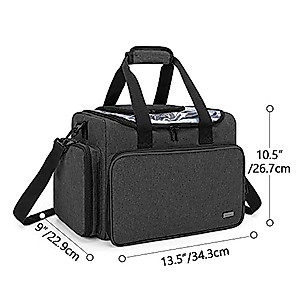 Teamoy Yarn Storage Bag, Travel Knitting Tote Bag with Foldable Inner Dividers for WIP, Yarn Skeins and Knitting Accessories, Black