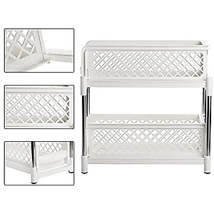 Frcctre 2 Tier Under Sink Cabinet Organizer with Sliding Storage Drawer, White Storage Organizer Baskets with Pull Out Drawers for Kitchen, Countertop, Pantry, Under The Sink, Desktop