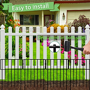 Thrivinest 10 Pack Animal Barrier Fence, No Dig Fence Decorative Fences, 17in(H) x10ft(L) Rustproof Metal Small Garden Fence Border for Dogs Rabbits, Bottom Blocker for Outdoor Yard Patio