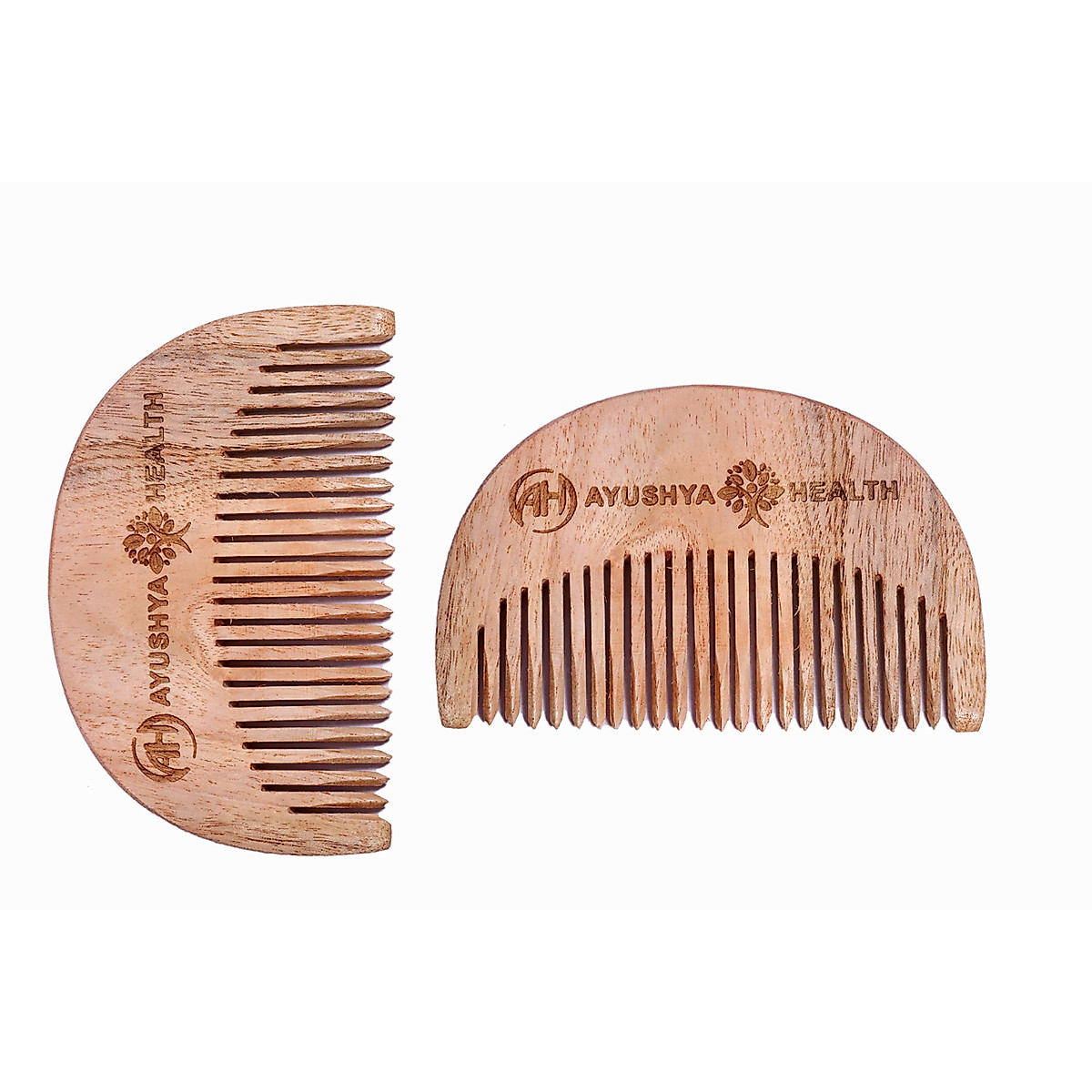 AYUSHYA HEALTH Neem Wood Comb Hair + Beard Detangler for Women and Men | Pocket Comb | traveling Comb & Beard Comb for Beard | Wooden Pocket Size Beard Comb (Pack of 2)