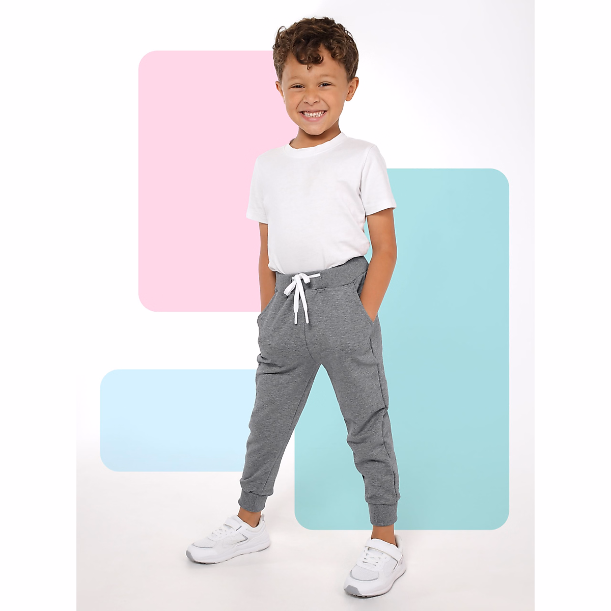 Resinta 3 Pack Toddler Boy Sweatpants Active Jogger Pants Casual Pull-On Pants Sweat Pants with Pocket Drawstring