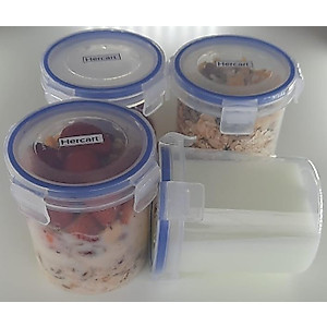Overnight Oats Container with Lids (pack of 4) 17 oz Plastic Jar with Lid Container Portable Cereal and Milk Storage Jars Vegetable and fruit Salad Storage