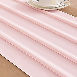 Socomi 14ft Blushing Pink Chiffon Table Runner 29x170 Inches Sheer Wedding Runner Romantic Rustic Table Runner for Christmas Baby Shower