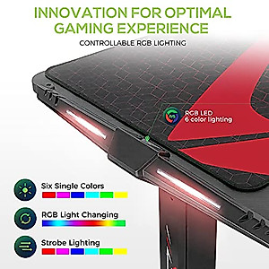 EUREKA ERGONOMIC 65 inch Electric Height Adjustable Gaming Desk Standing Desk, Large Gaming Computer Desk with RGB LED Lights and Extended Gaming Mouse mat for Gaming and Home Office,Black