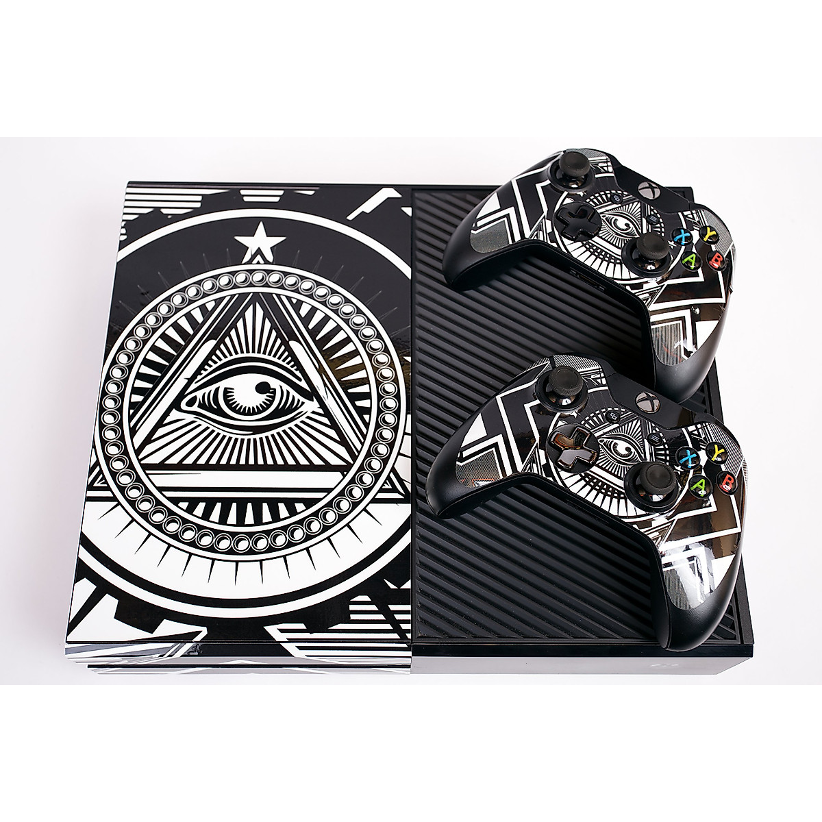 Designer Skin Sticker for the Xbox One Console With Two Wireless Controller Decals White Blossoms & Butterflies by 247Skins