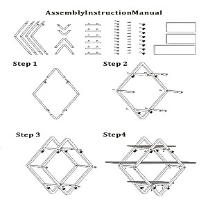 Efavormart 31" Geometric Diamond Shaped 3-Tier Gold Metal Dessert Cupcake Stand Rack, Wall Hanging Display Shelf Display, Book Shelf with White Wood Panels