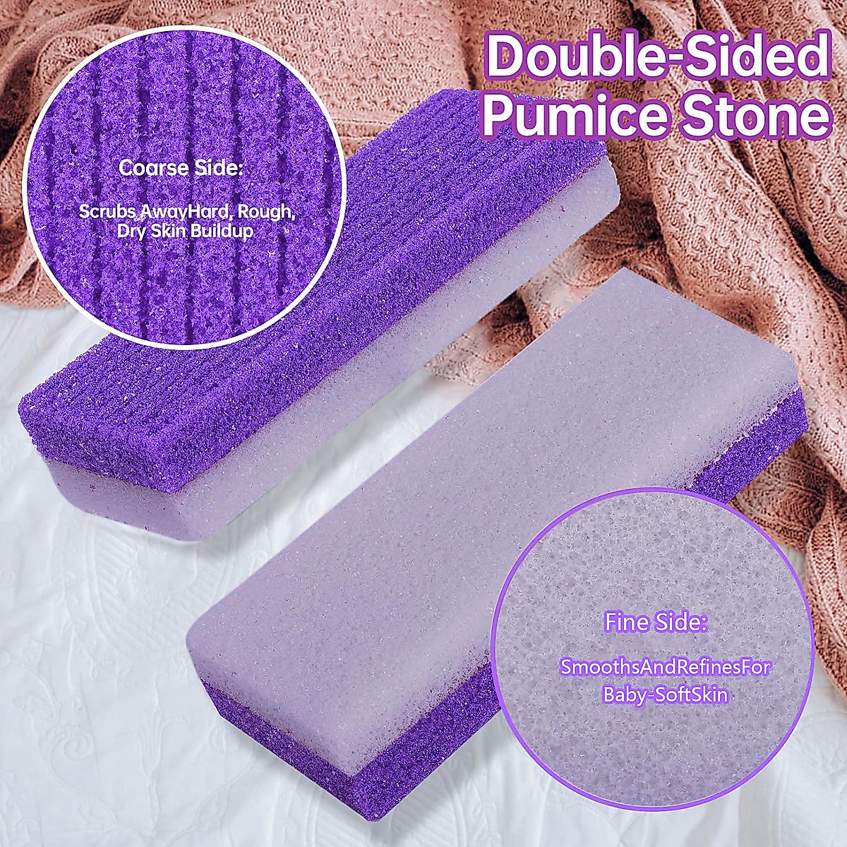 Foot Callus Remover Set,Pedicure Kit Includes 1 Stainless Foot Rasp Foot File,4 Foot Pumice Stone & 1 Nail Brush,Foot Scrubber Remove Hard Dry Skin,Foot Care Pedicure Tools for Wet and Dry Feet,Purple