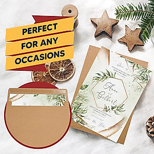 100 Pack A7 Brown Kraft Paper Invitation 5 x 7 Envelopes Quick Self Seal