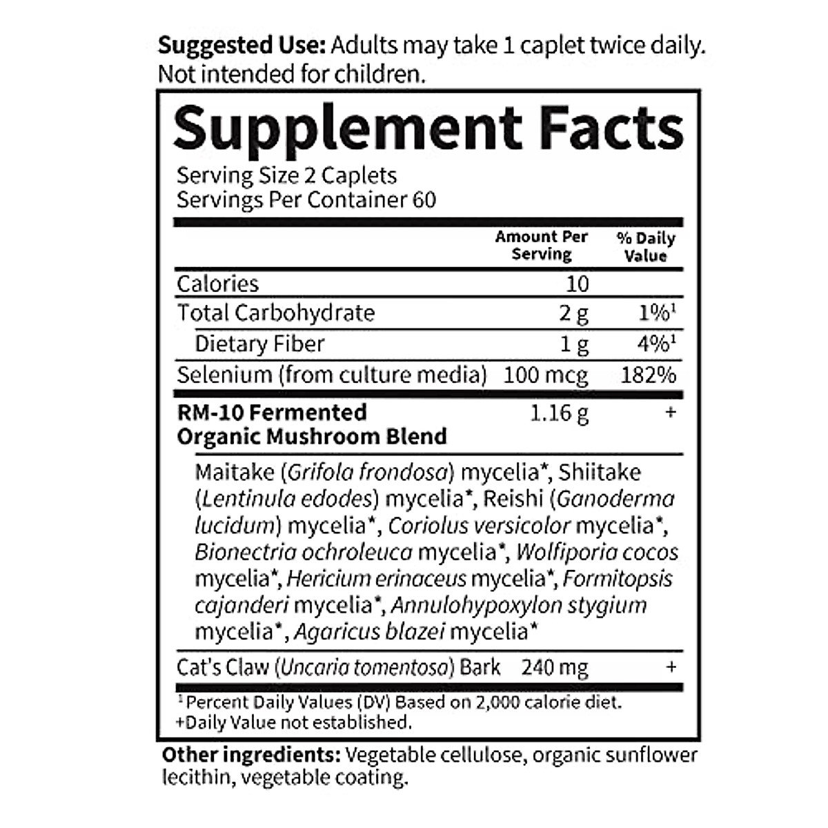 Garden of Life Organic Fermented Mushroom Complex - RM-10 Immune System Supplement with Selenium, Vegetarian, 120 Count