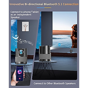 Mini Projector Portable 4K with Bluetooth Speaker, WiFi Projector for iPhone iPad Wireless Screen Casting, Home Theater Portable Projector for Camping Gaming Movie Compatible with Smartphone Laptop DV