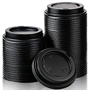 CZWESTC 100 Pcs Black Dome Lids for 12, 16, 20, 22 Oz Lids for Takeout Coffee Cups, Hot Cup Lid Disposable Paper Cup Lids 12-22 Ounce for Hot/Cold Beverage