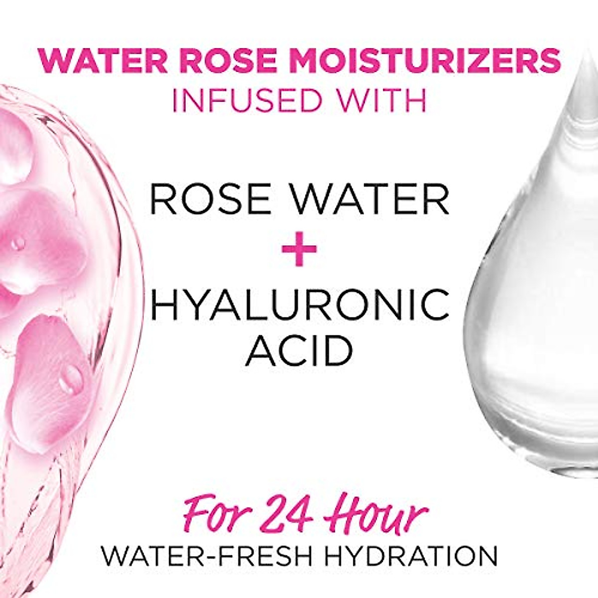 Garnier Water Rose 24H Moisture Gel with Rose Water and Hyaluronic Acid, Face Moisturizer for Normal to Combination Skin, 2.4 Fl Oz (72mL), 1 Count (Packaging May Vary)
