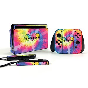 MightySkins Skin Compatible with Nintendo Switch OLED - Groovy Aliens Protective, Durable, and Unique Vinyl Decal wrap Cover Easy to Apply, Remove, and Change Styles Made in The USA NISWIOL