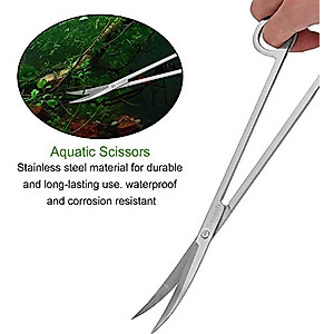 Aquarium Plant Scissor Tweezers Spatula Tool - Fish Tank Tool Kits Stainless Steel Aquatic Plants Aquascaping Tools Set for Fish Starter Kits & Aquariums Tank(5 in 1)
