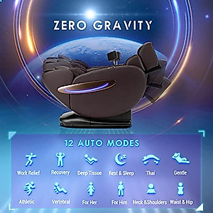 MYNTA 2023 3D Massage Chair Full Body - Zero Gravity Massage Chair Recliner with SL Track, AI Voice Control, LCD Screen, Quick Access Buttons, USB Charger, Auto Body Scan, Bluetooth, Brown