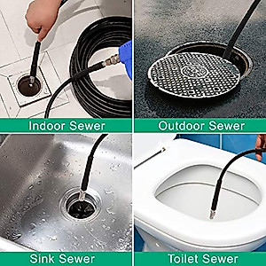 Selkie Pressure Washer Sewer Jetter Kit - 100Ft Hydro Drain Jetter Cleaner Hose, Corner, Rotating and Button Nose Sewer Jetting Nozzle Waterproof Tape,Orifice 4.0 4.5,1/4 Inch NPT,5800 PSI