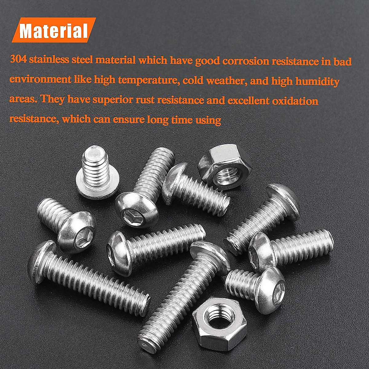 HELIFOUNER 120 Pieces 5 Sizes 304 Stainless Steel 1/4-20 x 3/8" 1/2" 5/8" 3/4" 1" UNC Thread Hex Button Head Cap Bolts Kit