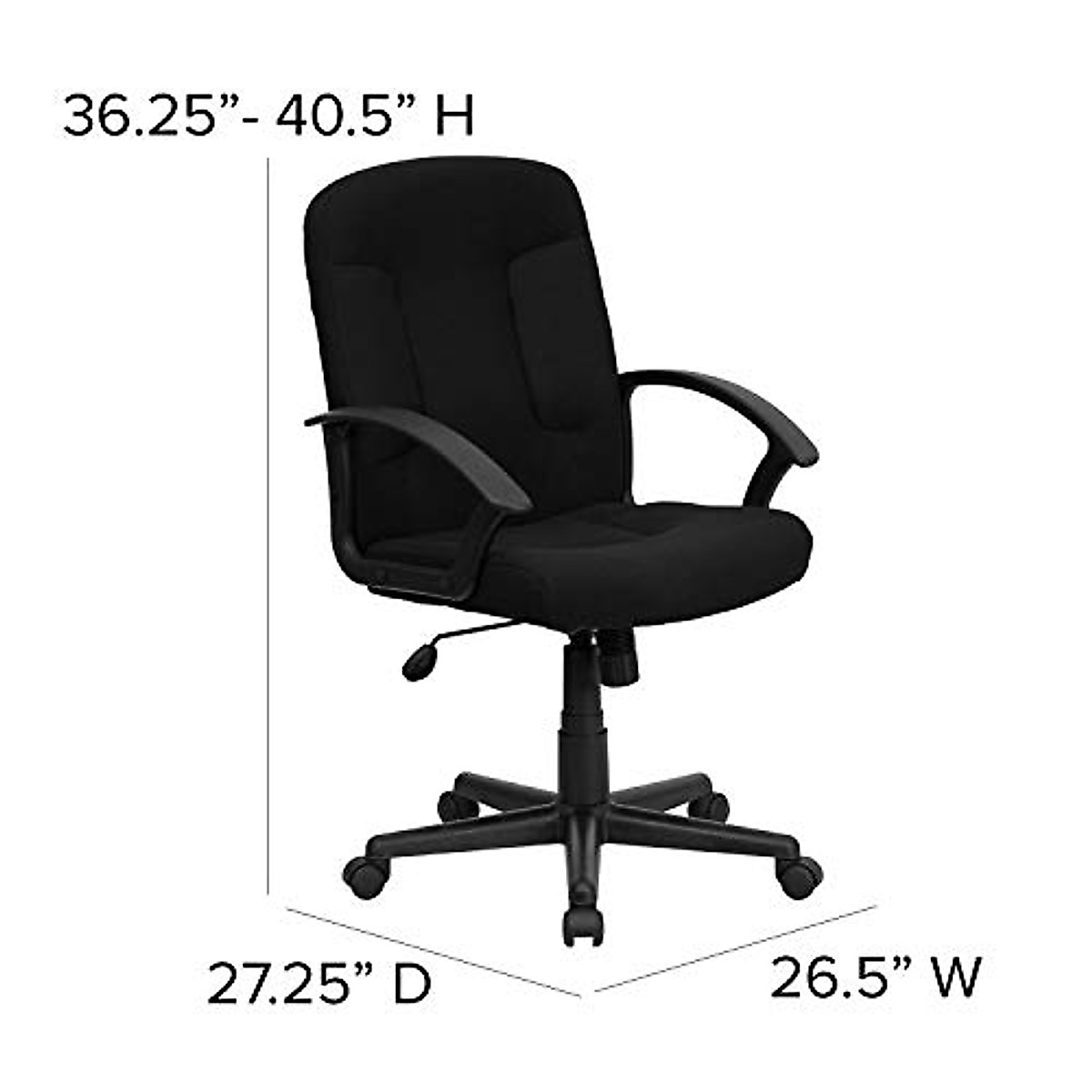 Flash Furniture Mid-Back Black Fabric Executive Swivel Office Chair with Nylon Arms