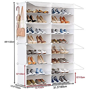 HOMICKER Shoe Storage,32 Pairs Shoe Shelves Rack Organizer with Door for Closet ,Entryway,Hallway,Bedroom