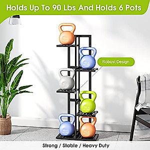 BMOSU Plant Stand For Indoor Corner Tall Plant Shelf 6 Potted Flower Bamboo Plant Stands Holder Shelf Plants For Outdoor Plant Rack Potted Plant Holder Display Rack For Living Room Balcony Bedroom(Black)