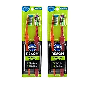 Reach Crystal Clean Value Count Toothbrush, Medium, 2-Count (1 Pack)