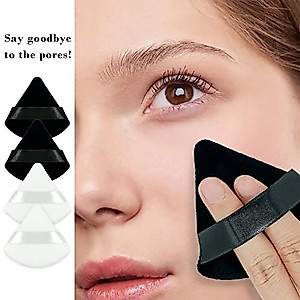 8Pcs of Triangular Powder Puff Makeup Sponges, Made of Super-soft Velvet, Designed for Contouring, Eye, and Corner, Beauty Blender Foundation Mixing Container.(Black)