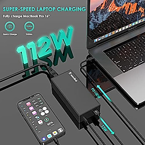 USB C Laptop Charger 100W AC Laptop Power Adapter with 12W USB A Output for MacBook ASUS Huawei Lenovo HP Dell Samsung Acer Toshiba Chromebooks and More,USB-C port DC 5V-20V 5.0A,USB-A port DC 5V 2.4A